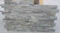 China Forest Green Quartzite Thin Stone Veneer 600x150mm Natural Split Wall Cladding for sale