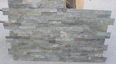 China Forest Green Quartzite Thin Stone Veneer 600x150mm Natural Split Wall Cladding for sale
