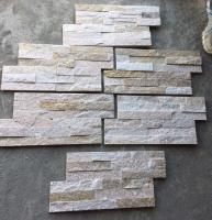 China Golden Wood Vein Quartzite Thin Stone Veneer S Cut 180x350mm Natural Culture Stone Cladding for sale