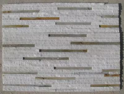 China White Quartzite Rusty Slate Waterfall Shape Culture Stone 600x150mm Natural Retaining Wall Panel for sale