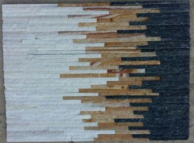 China Mixed Colors Waterfall Shape Ledgestone Retaining Wall Panel White Quartzite 600x150mm for sale