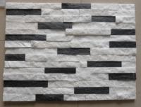 China White Mixed Black Quartzite Culture Stone Stacked Stone Veneer 600x150mm Outdoor Wall Cladding for sale