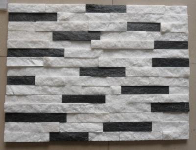 China White Mixed Black Quartzite Culture Stone Stacked Stone Veneer 600x150mm Outdoor Wall Cladding for sale