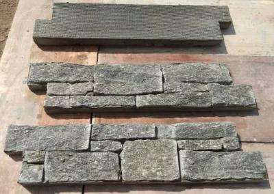 China Cemented Green Quartzite Stacked Stone 600x150mm Natural Wall Ledgestone for Outdoor Indoor for sale