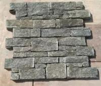 China Cemented Green Quartzite Stacked Stone 600x150mm Natural Wall Ledgestone for Outdoor Indoor for sale