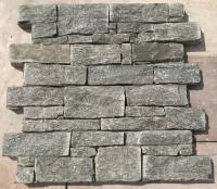 China Cemented Green Quartzite Stacked Stone 600x150mm Natural Wall Ledgestone for Outdoor Indoor for sale