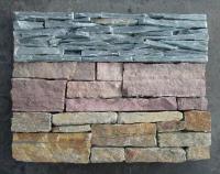 China Green Slate Slim Strips Ledgestone Culture Stone Veneer Cement Back 600x150mm Outdoor Wall Panel for sale