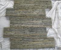 China Rusty Slate Waterfall Shape Culture Stone 600x150mm Multicolor Stacked Stone Veneer Wall Panel for sale