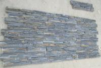 China Black Mixed Rusty Color Slate Slim Strips Cemented Together Stacked Stone,Z Stone Cladding Panel for sale