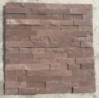 China Purple Sandstone Thin Stone Veneer 600x150mm Natural Stacked Stone Cladding for Outdoor Wall for sale