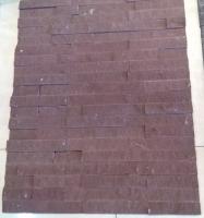 China Purple Sandstone Thin Stone Veneer 600x150mm Natural Stacked Stone Cladding for Outdoor Wall for sale