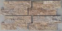 China Yellow Granite S Cut Stone Cladding 18x35mm Natural Thin Stone Veneer for Wall Decor for sale