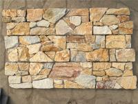 China Yellow Slate Cemented Stacked Stone Panel 600x150mm Outdoor Wall Cladding for sale