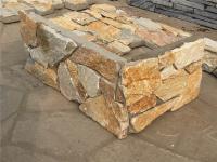 China Yellow Slate Cemented Stacked Stone Panel 600x150mm Outdoor Wall Cladding for sale