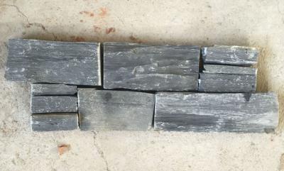 China Carbon Black Slate Z Stone Cladding with Steel Wire Back 600x150mm Natural Slate Ledgestone for sale