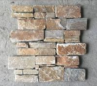 China Yellow Granite Z Stone Panel Steel Wire Back Natural Stacked Stone 600x150mm Outdoor Wall Cladding for sale