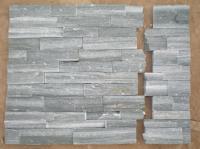 China Rough Grey Slate Stone Veneer Cladding 600x150mm Natural Stacked Stone Panel for sale