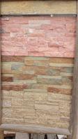 China Peach Quartzite Thin Stone Veneer 600x150mm Natural Split Stacked Wall Panel for sale