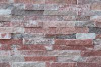 China Peach Quartzite Thin Stone Veneer 600x150mm Natural Split Stacked Wall Panel for sale