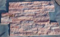 China Peach Quartzite Thin Stone Veneer 600x150mm Natural Split Stacked Wall Panel for sale