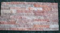 China Peach Quartzite Thin Stone Veneer 600x150mm Natural Split Stacked Wall Panel for sale