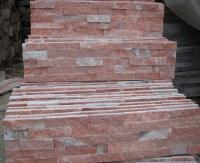 China Peach Quartzite Thin Stone Veneer 600x150mm Natural Split Stacked Wall Panel for sale