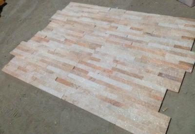 China Pink Crystal Quartzite Thin Stone Veneer 600x150mm Natural Split Wall Panel for sale