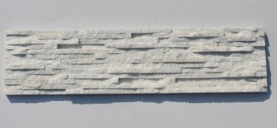 China Snow White Quartzite Waterfall Shape Stone Cladding 600x150mm Outdoor Wall Panel for sale