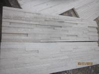 China Snow White Quartzite Waterfall Shape Stone Cladding 600x150mm Outdoor Wall Panel for sale