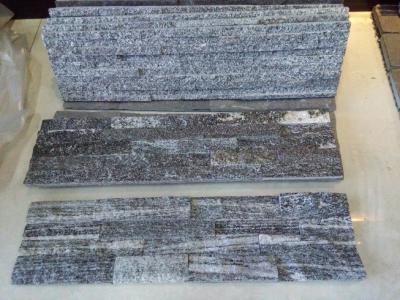 China Dark Grey Granite Culture Stone 600x150mm Natural Split Stacked Stone Veneer for Indoor Outdoor Wall Cladding for sale