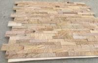 China Yellow Wooden Sandstone Z Stone Panel 600x150mm Natural Split Thin Stone Veneer for Outdoor Wall Cladding for sale