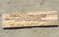 China Yellow Wooden Sandstone Z Stone Panel 600x150mm Natural Split Thin Stone Veneer for Outdoor Wall Cladding for sale