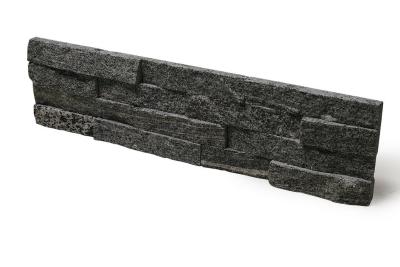 China Dark Grey Granite Stone Veneer 600x150mm Rough Face Stacked Stone Wall Panel for Indoor Outdoor for sale