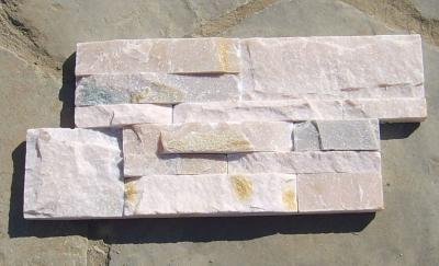 China Pink Quartzite S Cut Ledgestone Stone Cladding Panel 180x350mm for Indoor Outdoor Wall for sale