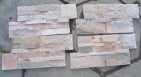 China Pink Quartzite S Cut Ledgestone Stone Cladding Panel 180x350mm for Indoor Outdoor Wall for sale