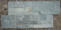 China Green Slate S Cut Stacked Stone Panel 180x350mm Indoor Outdoor Split Face Thin Veneer for sale