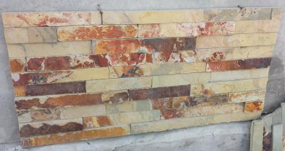 China Yellow Rusty Split Face Slate Ledgestone 600x150mm Indoor Outdoor Thin Stone Veneer for sale