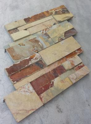 China Yellow Rusty Slate Ledgestone S Cut 18x35 Thin Stone Veneer Wall Cladding for sale