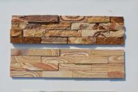 China Yellow Wooden Sawn-Cut Face Sandstone Stacked Stone 600x150mm Indoor Ledger Panels for sale