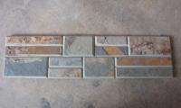 China Rusty Split Face Slate Stacked Stone Beveled Edges Multicolor Culture Stone 600x150mm Outdoor Ledger Panels for sale