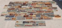China Rusty Split Face Slate Stacked Stone Beveled Edges Multicolor Culture Stone 600x150mm Outdoor Ledger Panels for sale