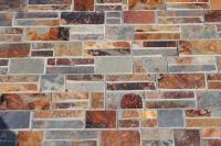 China Rusty Split Face Slate Stacked Stone Beveled Edges Multicolor Culture Stone 600x150mm Outdoor Ledger Panels for sale