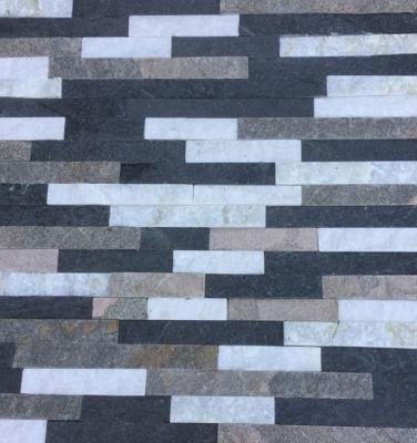 China Mixed Colors Quartzite Stone Cladding Indoor Thin Stone Veneer 600x150mm for sale