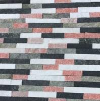 China Mixed Color Quartzite Stacked Stone Veneer 600x150mm Natural Split Wall Cladding for sale
