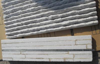 China Snow White Quartzite Mountain Face Stone Cladding 600x150mm Outdoor Stacked Stone Veneer for sale