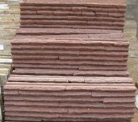 China Purple Mountain Face Sandstone Stacked Stone Ledger Panel 600x150mm Outdoor Wall Cladding for sale