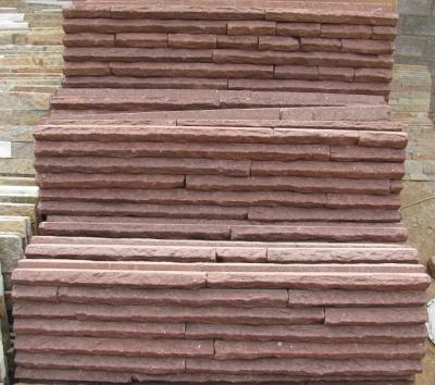 China Purple Mountain Face Sandstone Stacked Stone Ledger Panel 600x150mm Outdoor Wall Cladding for sale