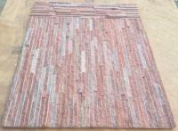 China Peach Quartzite Waterfall Stone Veneer 600x150mm Outdoor Wall Panel Pink Stacked Stone for sale