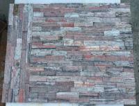 China Peach Rough Face Quartzite Stone Cladding Outdoor Wall Stacked Stone 600x150mm for sale