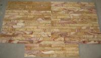 China Yellow Sandstone Mushroom Face Stacked Stone Panel 600x150mm Outdoor Wall Cladding for sale